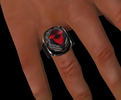 Second Life Marketplace - Men's Angel Wings Ring with Ruby