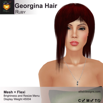 Second Life Marketplace - A&A Georgina Hair Ruby. Mesh + Flexi short asymmetrical womens ...