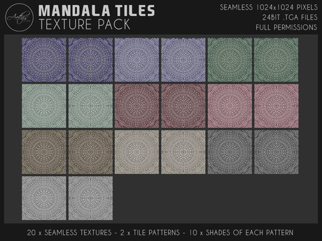 Second Life Marketplace - [AC] Seamless Mandala Tile Textures Pack