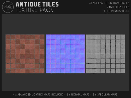 Second Life Marketplace - [AC] Seamless Antique Tile Textures Pack