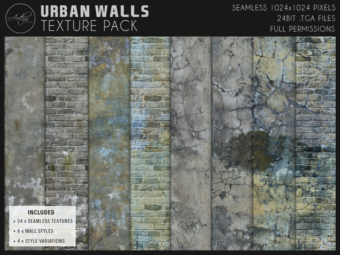 Second Life Marketplace - [AC] Seamless Weathered Urban Wall Textures Pack