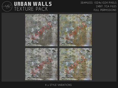 Second Life Marketplace - [AC] Seamless Weathered Urban Wall Textures Pack