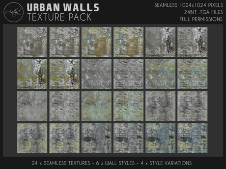 Second Life Marketplace - [AC] Seamless Weathered Urban Wall Textures Pack