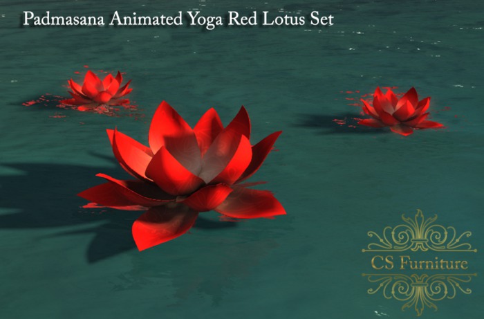 Second Life Marketplace - Padmasana Animated Yoga Red Lotus & Deco Set