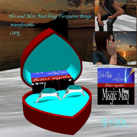 Second Life Marketplace - His and Hers Turquoise Matching rings (ring Box))