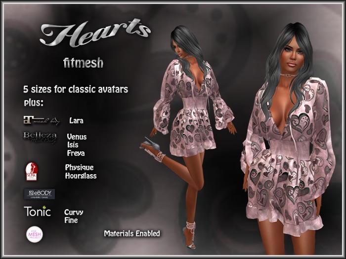 Second Life Marketplace Hearts Fitmesh Dress