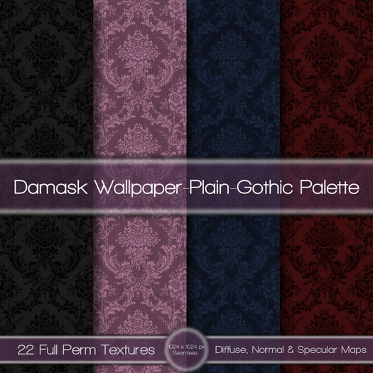 Second Life Marketplace - {L} Wallpaper-Damask-Plain-Gothic Palette