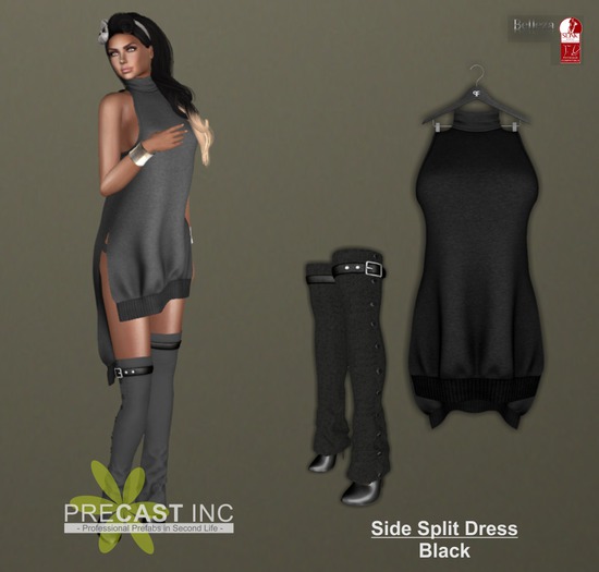 Second Life Marketplace - PRECAST Inc. - Side Split Dress - black