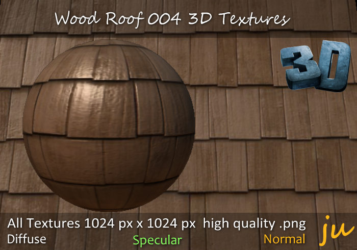 Second Life Marketplace - JU Wood Roof 004 3D Textures Full Perm