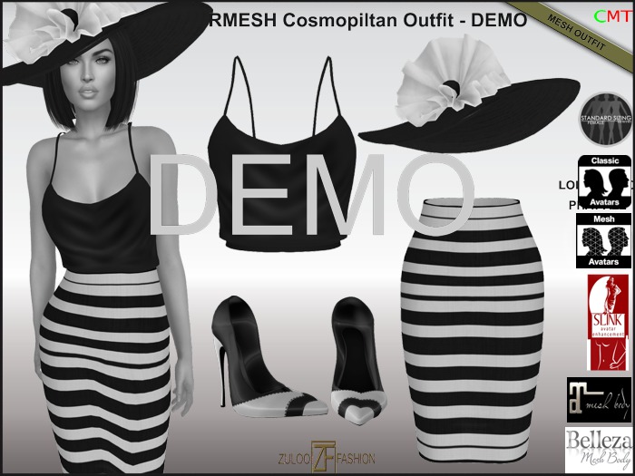 Second Life Marketplace - Zuloo-DEMO Rigged/MESH Cosmopolitan Outfit DEMO