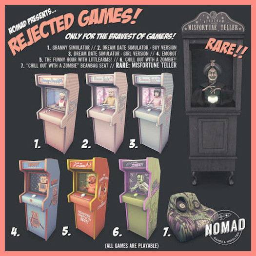 Second Life Marketplace - NOMAD REJECTED GAMES FULL SET COMPLETE