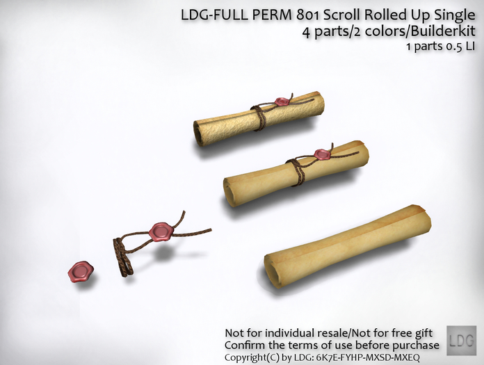 Second Life Marketplace - LDG-FULL PERM 801 Scroll Rolled Up Single /4 ...