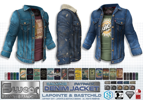 Second Life Marketplace - Denim Jacket Mens Salvage Denim Jacket