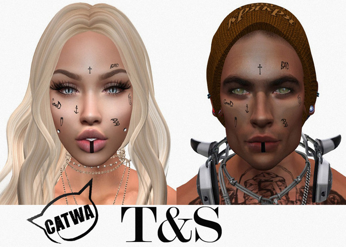 Second Life Marketplace - ~T&S~Catwa face tattoo Evil