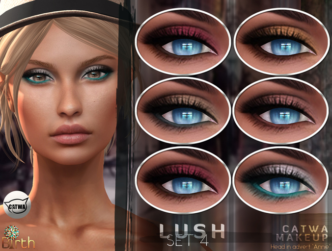 Second Life Marketplace - *Birth* 3rd Gen Catwa Eye Makeup - Lush - Set 4