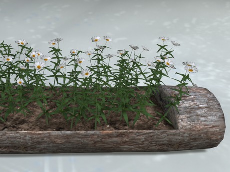 Second Life Marketplace - !Moril Creations! Log planter Daisies flowers 1