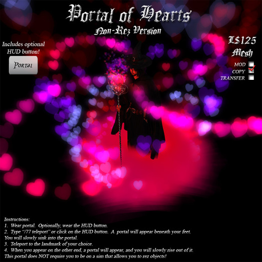 Second Life Marketplace - Portal of Hearts (Non-Rez Version)