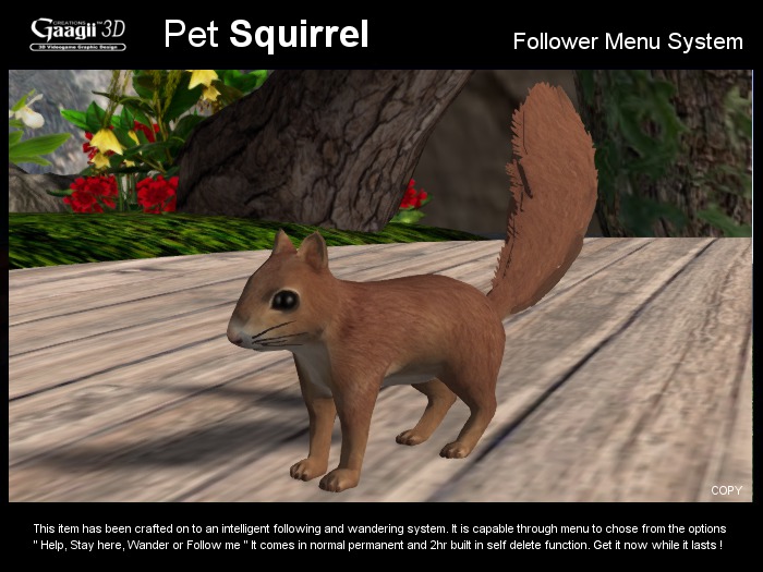 Second Life Marketplace - Gaagii - Pet Squirrel --- Following Pet System