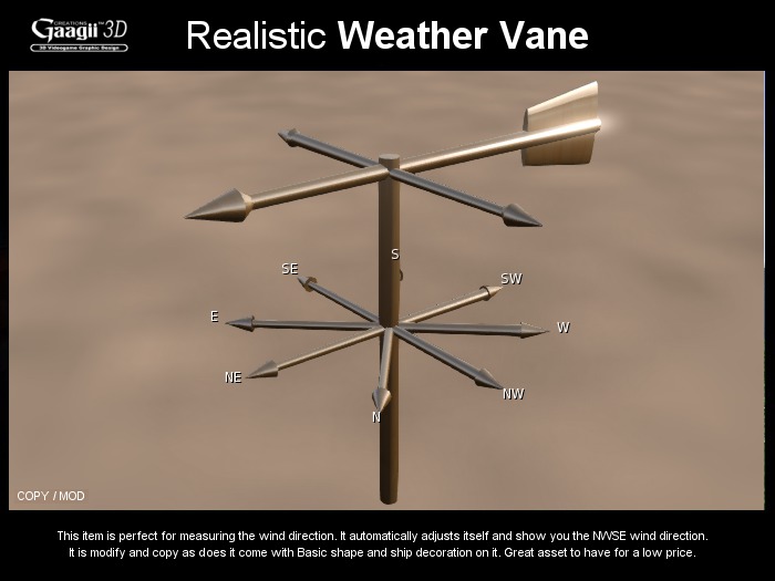 Second Life Marketplace - Gaagii - Weather Vane --- Measuring the wind ...