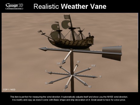 Second Life Marketplace - Gaagii - Weather Vane --- Measuring the wind ...