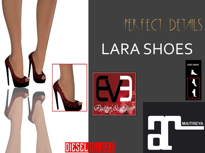 Second Life Marketplace - [DIESELdeluxe] Lara Mesh Shoes Party Red ...