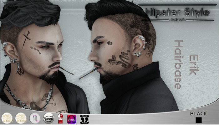 Second Life Marketplace - [Hipster Style] Erik Hairbase BLACK
