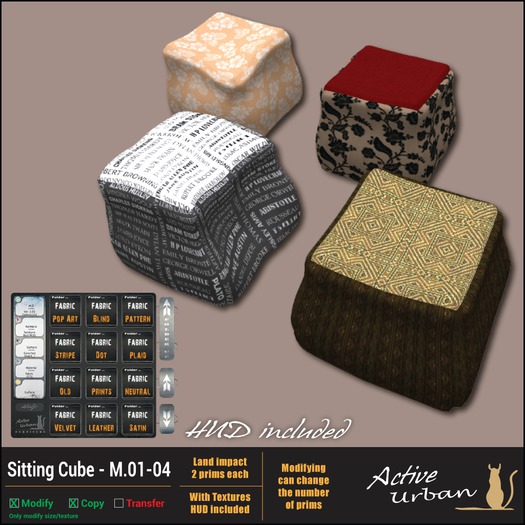 Second Life Marketplace - [A-U] Furniture :: Sitting Cube : M.01-04