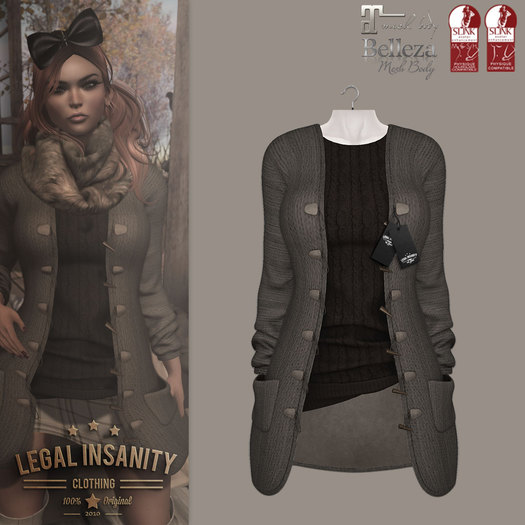 Second Life Marketplace - Legal Insanity - Carly brown sweater jacket
