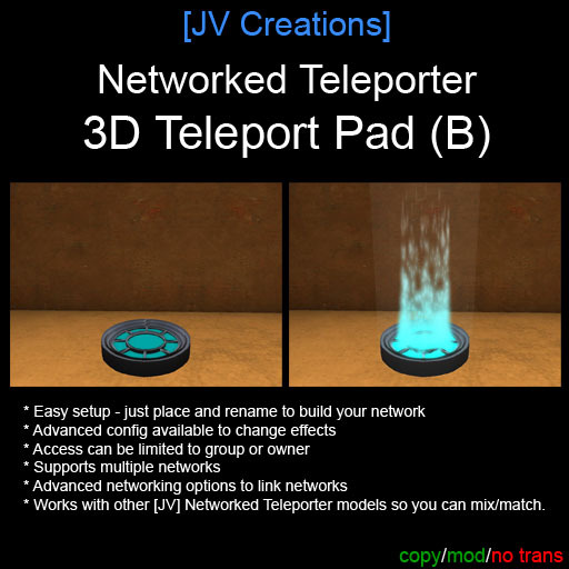 Second Life Marketplace - 3D Teleport Pad Networked Teleporter (Model B ...