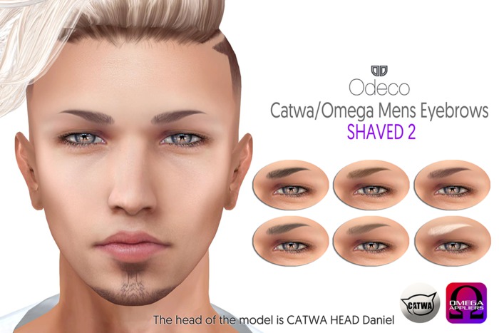 Second Life Marketplace - Odeco::Catwa/Omega Mens eyebrow shaved2