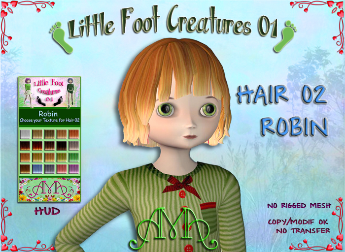 Second Life Marketplace - LittleFoot 01 - Hair 02 Robin (mesh no rigged)