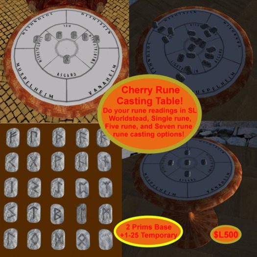 Second Life Marketplace - Cherry Wood Rune Casting Table v2.1