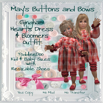 Second Life Marketplace - MBB * Gingham Hearts Bloomers Dress Outfit (K&B)