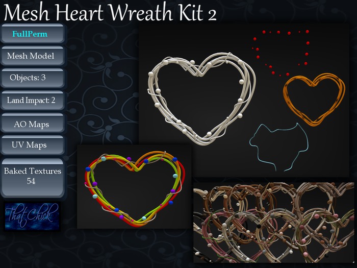 Second Life Marketplace - ~tc~ Mesh Heart Wreath 2 FullPerm Kit