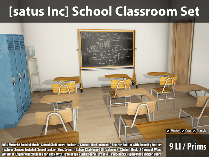 Second Life Marketplace - [satus Inc] School Classroom Set