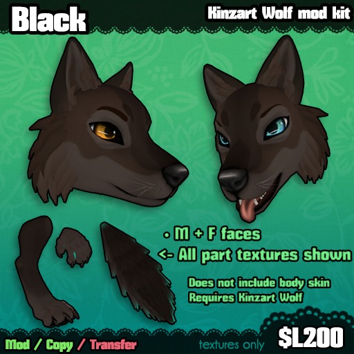 Second Life Marketplace - Ferine : Black - KZK Wolf