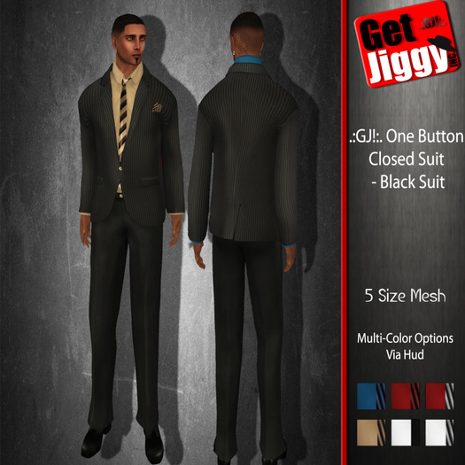 Second Life Marketplace - GJ! One Button Closed Suit- Black Suit