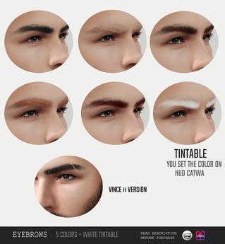 Second Life Marketplace - Volkstone Vince EyeBrows - OMEGA/Catwa Head ...
