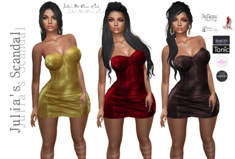 Second Life Marketplace - ! Julia's Ari Dress Bloody Red , Brown , Gold ...
