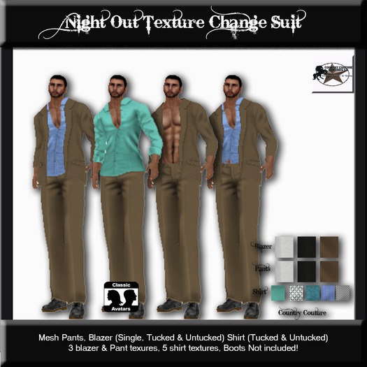 Second Life Marketplace - Country Couture Night Out Texture Change Suit ...