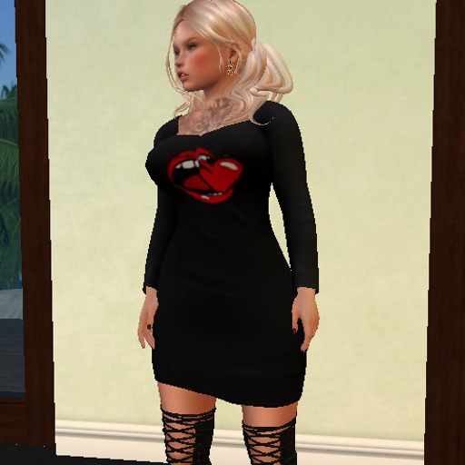Second Life Marketplace `black Kiss Dress Fitmesh Maitreya