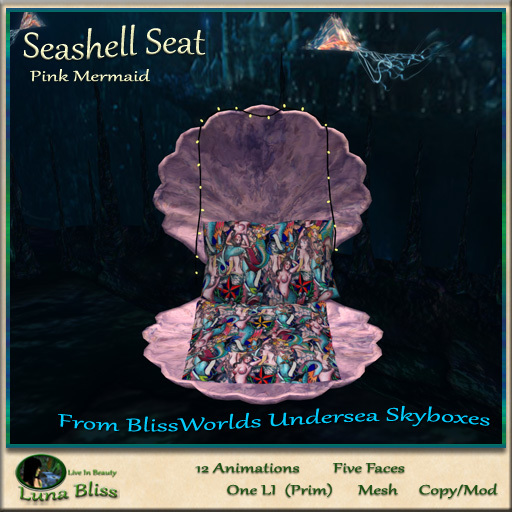 Second Life Marketplace - Seashell Seat - Pink Mermaid - Underwater Decor