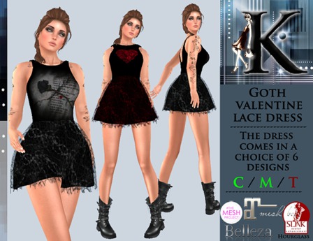Second Life Marketplace - Keresma - Goth Valentine Lace Dress 6