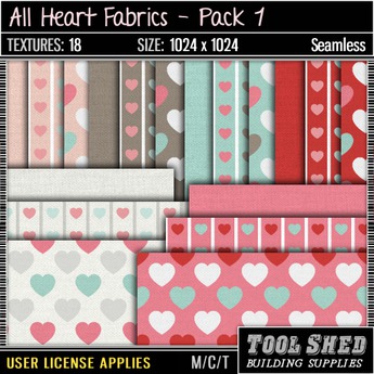 Second Life Marketplace - Tool Shed - All Heart Fabrics - Pack 1 - Valentine Textures