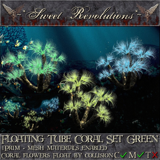 Second Life Marketplace - ~*SR*~ Floating Tube Coral Set Green cm Box