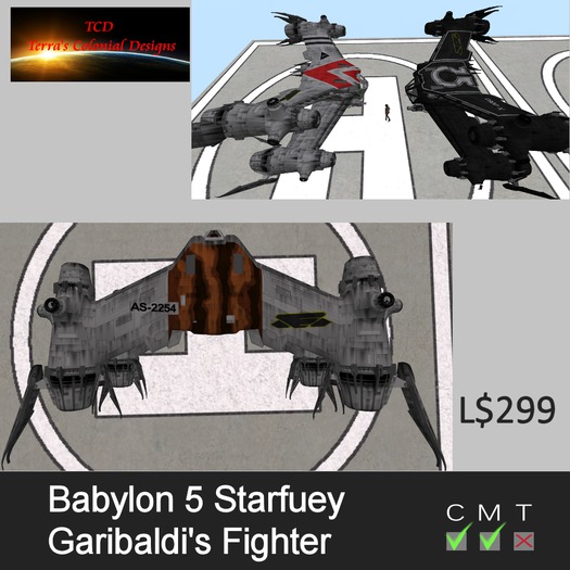 Second Life Marketplace - Babylon 5 Starfury Garibaldi Fighter