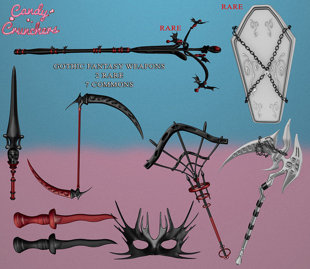 Second Life Marketplace - Candy Crunchers - Gothic Fantasy Dagger - Red
