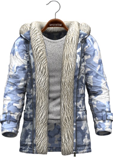 Second Life Marketplace Aphorism Winter Parka Men Camo Blue