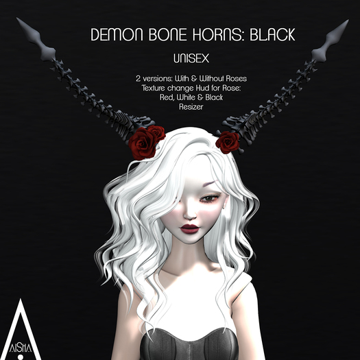 Second Life Marketplace - .AiShA. Demon Bone Horns Black