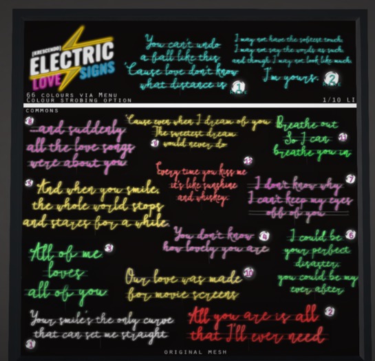 Second Life Marketplace - [Kres] Electric Love Signs - [2] All I Need ...